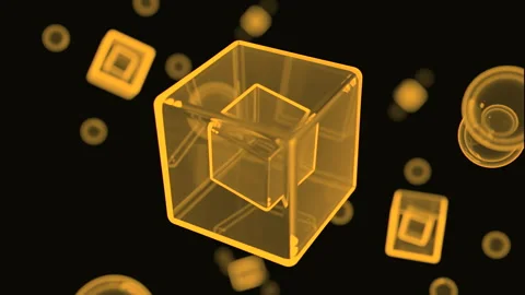 3D cubes rotating in virtual space. Desi... | Stock Video | Pond5