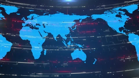 3d Curve World Map technology style loop... | Stock Video | Pond5
