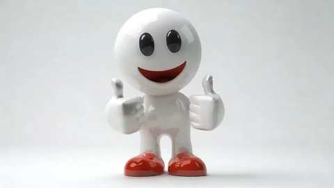 3D cute character, smiley face with thum... | Stock Video | Pond5