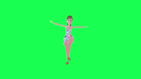 3d cute girl dancing jazz front angle is... | Stock Video | Pond5