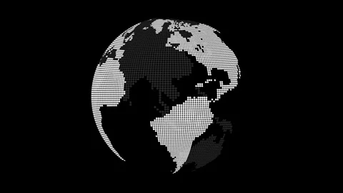 3d cyber earth animated loop on black ba... | Stock Video | Pond5