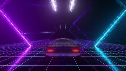 3d cyberpunk retro style. Synthwave. The... | Stock Video | Pond5