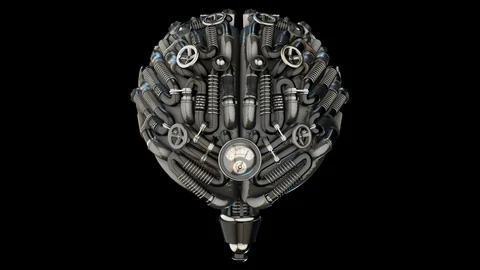 3D CYBORG BRAIN 4K animation. ALPHA MATT... | Stock Video | Pond5
