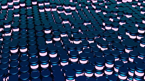 3d cylinders with neon lights wavy movem... | Stock Video | Pond5