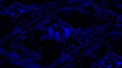3d dark blue color circuit background | Stock Video | Pond5
