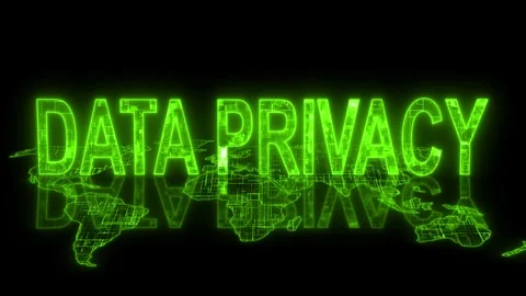 3d data privacy text technology earth ma... | Stock Video | Pond5
