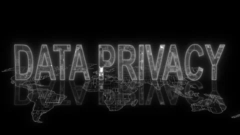 3d data privacy text technology earth ma... | Stock Video | Pond5