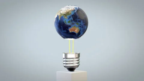 3D Earth planet revolving on a light bul... | Stock Video | Pond5