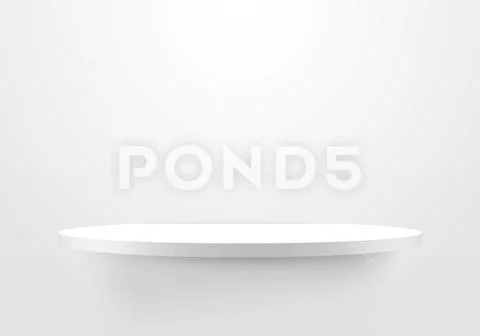 3D empty white shelf on clean wallpaper background: Graphic #152120793