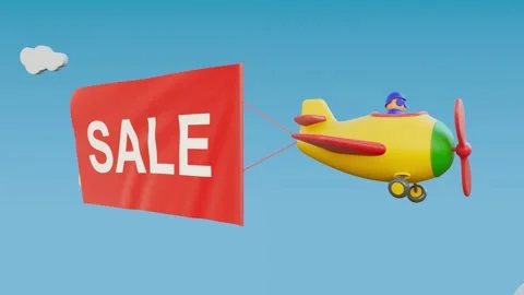 3d endless animation. Cartoon airplane ... | Stock Video | Pond5