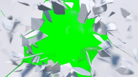 3D explosion of white wall with green sc... | Stock Video | Pond5