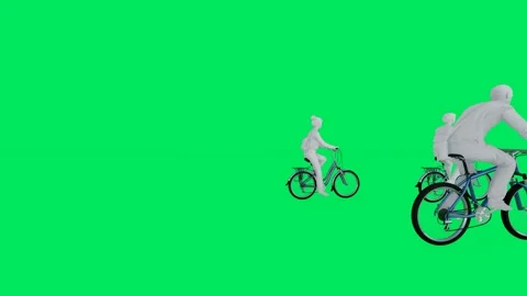 3d family cyclist on green screen isolat... | Stock Video | Pond5