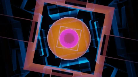 3d fly through geometry tunnel with neon... | Stock Video | Pond5