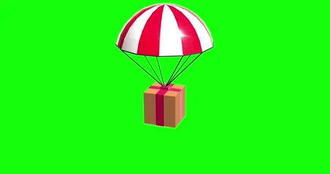 3d flying parachute gift box surprise an... | Stock Video | Pond5