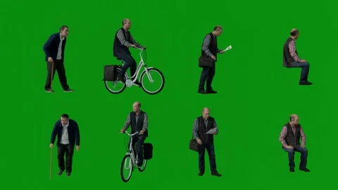 3D four different old postman on green s... | Stock Video | Pond5