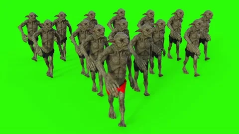 3D going crowd of goblins, animation, gr... | Stock Video | Pond5