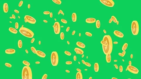 3d gold coins rain green screen and over... | Stock Video | Pond5