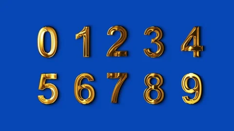3d golden metallic numbers set on blue s... | Stock Video | Pond5