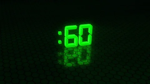 3D Green 60 Seconds Countdown with Hexag... | Stock Video | Pond5