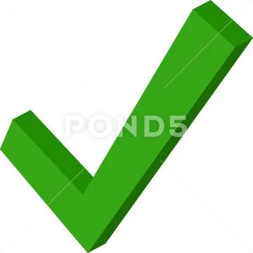 3d green check mark symbol yes sign verified fulfilled correct ...