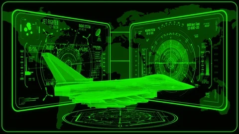 3D Green Jet Fighter HUD Interface Motio... | Stock Video | Pond5