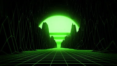 3D Green Neon Retro Synthwave VJ Loop Mo... | Stock Video | Pond5