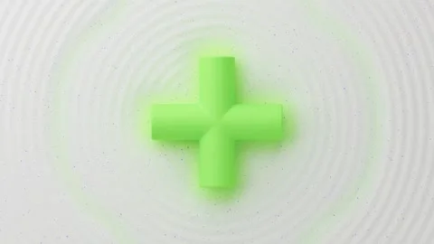 3D green plus sign on a white speckled s... | Stock Video | Pond5