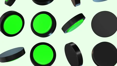 3D Green Push Buttons Falling on a Light... | Stock Video | Pond5
