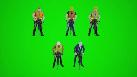 3d green screen construction workers dig... | Stock Video | Pond5