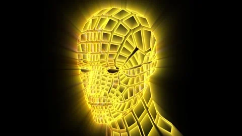 3d grid lights head. Human head wire 3D ... | Stock Video | Pond5