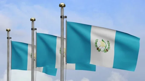 3D, Guatemalan flag waving on wind. Guat... | Stock Video | Pond5