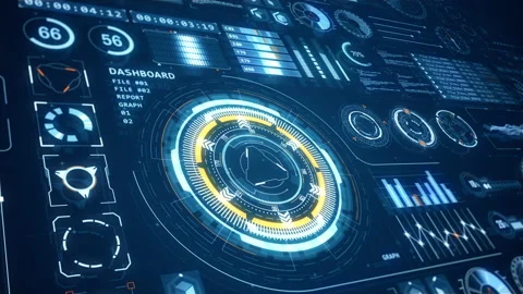 3D HUD UI technology interface screen wi... | Stock Video | Pond5