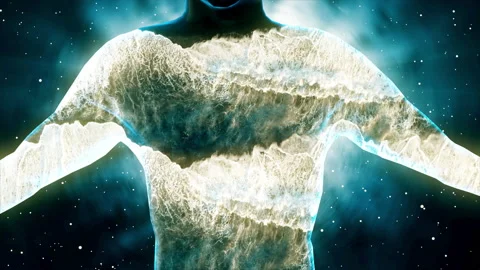 3D Human Body with ocean waves effect | Stock Video | Pond5