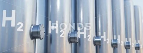 3D illustration of modern hydrogen tanks for renewable energy.: Graphic ...