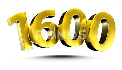3D illustration Numbers 1600 Gold isolated on a white background.(with ...