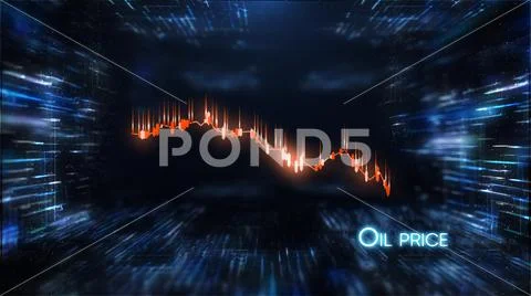 3d illustration oil price decline chart with 3d diagrams on background ...