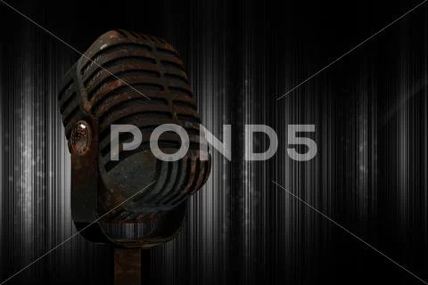 3d illustration rusty microphone on a gray background: Graphic #65889769