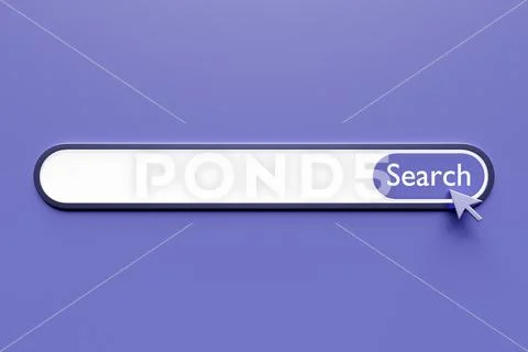 3D illustration, Search bar design element on a purple background ...