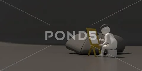 3d illustrator, 3d rendering of the artist is drawing. Illustration ...