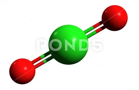 3D image of Chlorine dioxide skeletal formula ~ Clip Art #241262323