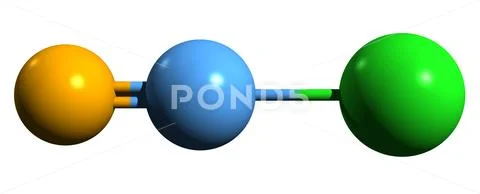 3D image of Cyanogen chloride skeletal formula Illustration #228749064