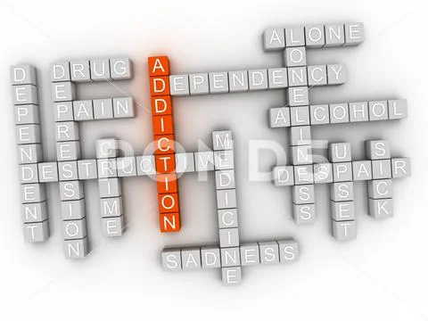 3d imagen Addiction, word cloud concept on white background.: Royalty ...