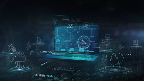 3D infographic scenes in front of an ope... | Stock Video | Pond5