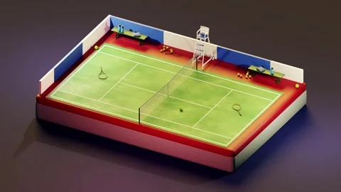 3D isometric render of tennis court with... | Stock Video | Pond5