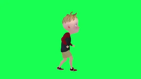 3d kid talking sneakily isolated green s... | Stock Video | Pond5