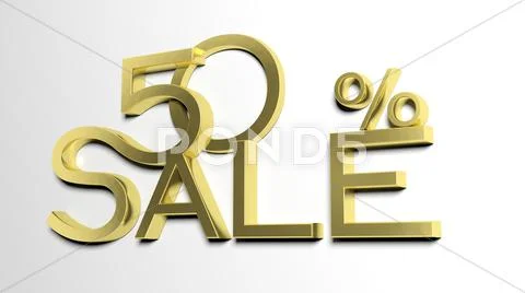 3d letters forming fifty percent symbol and the word sale: Royalty Free ...