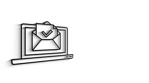 3D Line Icon envelope Animation on white... | Stock Video | Pond5