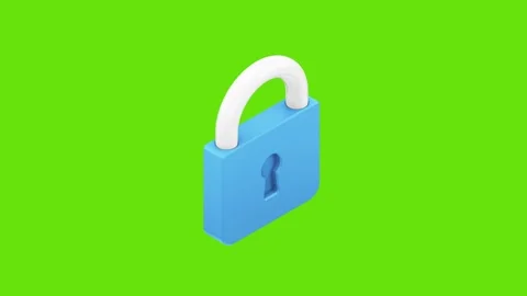 3D Lock icon animation on green screen. | Stock Video | Pond5