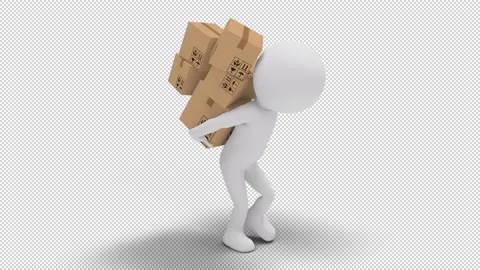3D Man Carrying Boxes Behind His Back in... | Stock Video | Pond5