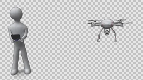 3d man controls drone on transparent bac... | Stock Video | Pond5